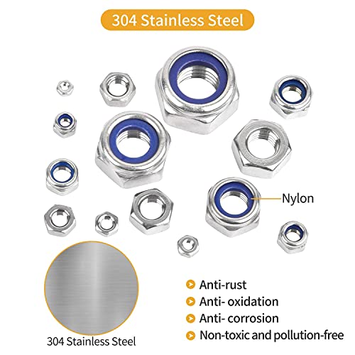 Snapklik.com : VIGRUE 520pcs Hex Lock Nuts Nylon Insert Nut Assortment ...