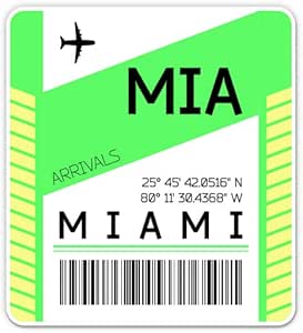 Amazon.com: Squiddy Miami Airport Code MIA Luggage Tag Style - Vinyl ...