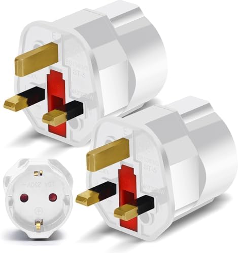 2 Pack EU to UK Plug Adapter, Unidapt European to UK Plug Adaptor, Euro ...