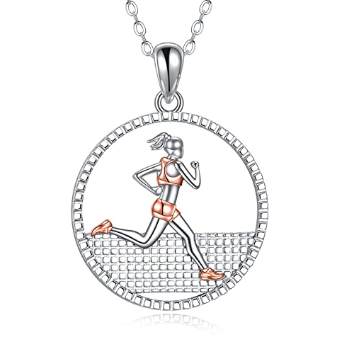 CRMAD Running Necklace for Women Sterling Silver Runner Pendant ...