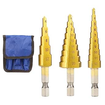 3 Pcs HSS Step Bits Set HSS Titanium Coated Step Drill Bit Set High ...