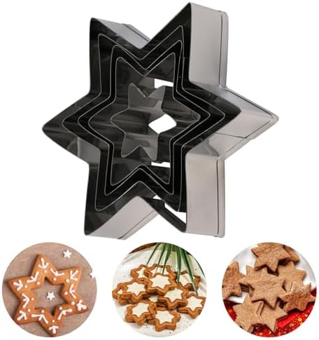 5 Pieces Star Cookie Cutters Set, Stainless Steel Six-Pointed Star ...