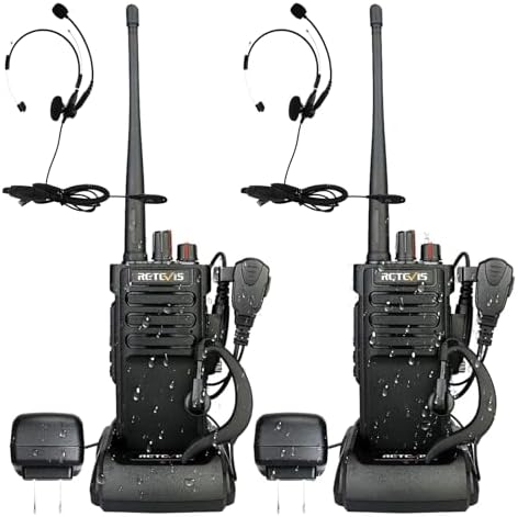 Amazon.com: Retevis RT29 Waterproof Walkie Talkie(2 Pack) with Overhead ...