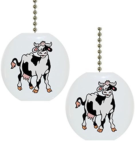 Set of 2 Cow Farm Animal Solid Ceramic Fan Pulls - Ceiling Fan Pull ...