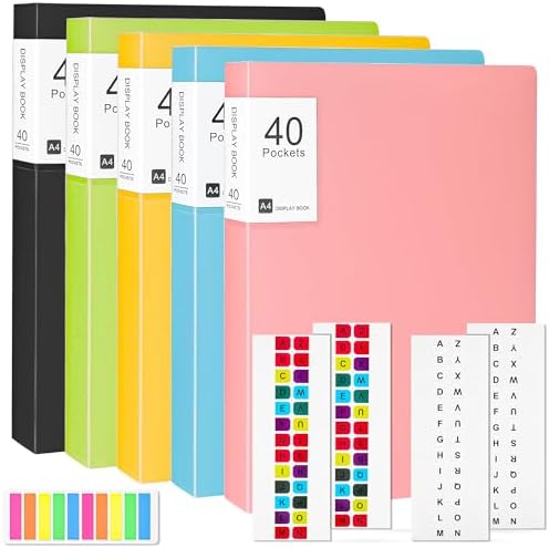 【Upgraded】 A4 Display Folder,5 Pack 40 Pockets A4 Display Book with ...