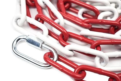 Snapklik.com : Red White Metal Safety Chain High-Visibility 5mm For ...