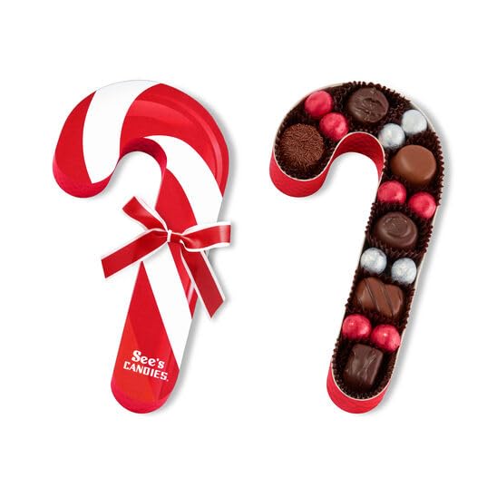 Amazon.com: See’s Candies Christmas Candy Cane Chocolate Gift Box ...