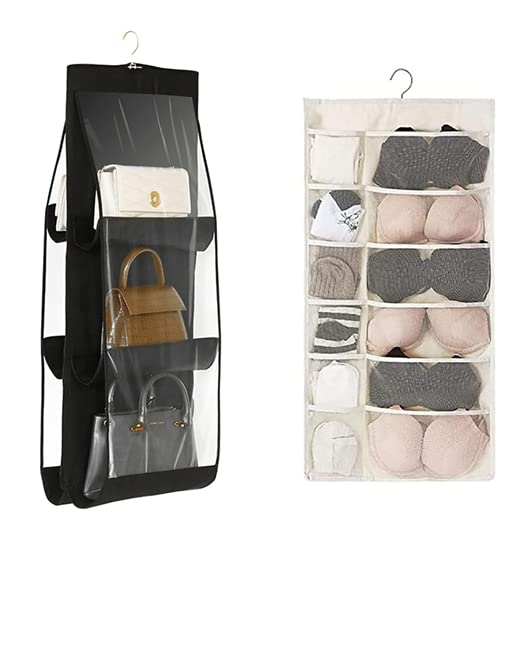 FAB ELLITE Double-Sided Hanging Organizer with 30 Clear Pockets ...