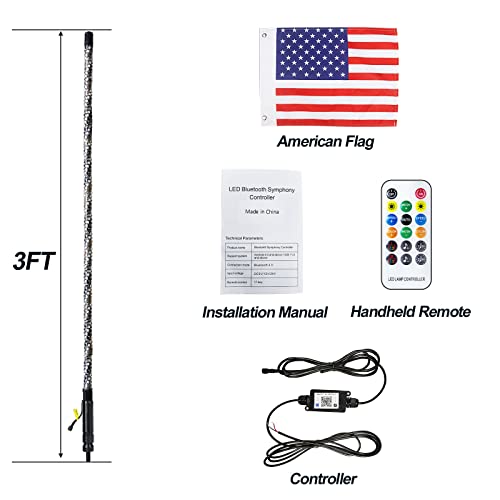 Snapklik.com : 3FT LED Whip Lights,RF Wireless Remote,500 Kinds ...