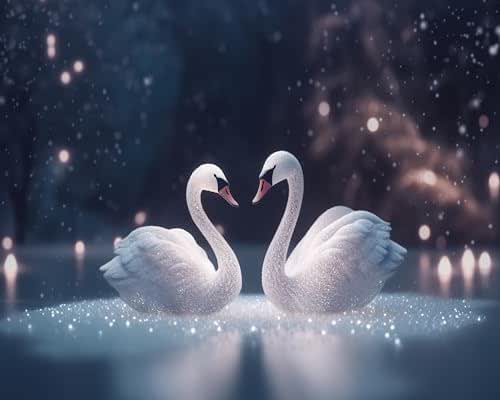 Amazon.com: Mystic Swans, Fairy Tale, Magical Pair of Swans, Wall ...