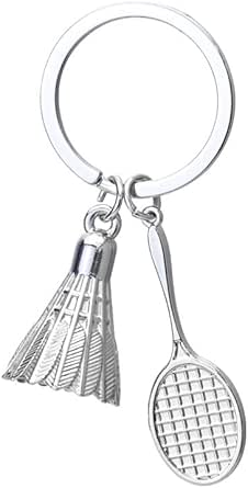 Amazon.com: Generic Creative Metal Badminton Racket Pendant Keychain ...