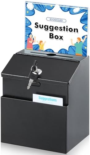 KYODOLED Suggestion Box with Lock and Slot, Metal Wall Mounted Donation ...