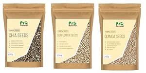 Pronatural Raw Seeds Pack of 3-600g (200gX3) - Chia Seed, Sunflower Seed & Quinoa Combo Pack for ...