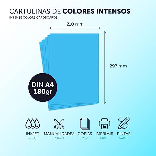 A4 Colour Card – Intense Colours – 180g Colour Sheets for Crafts ...