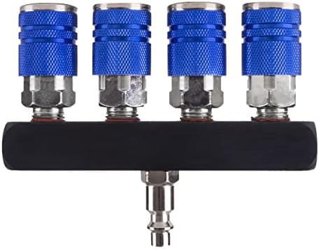 XHSP 4-Way Straight Air Manifold, Air Compressor Hose Splitter Quick ...