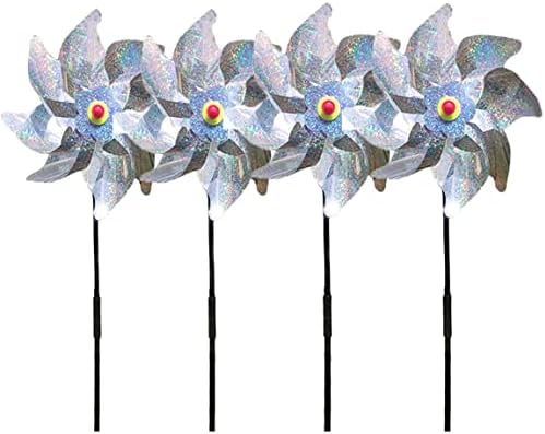 4 Packs Reflective Pinwheels with Stakes for Garden Decor, Sparkly ...