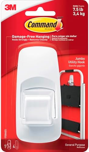 Amazon.com: Command Jumbo Utility Hooks, Holds up to 7.5 lb, 1 Wall ...