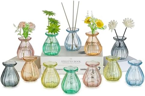 Amazon.com: Glasseam Mini Bud Vases in Bulk 40: Colored Small Flower ...