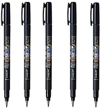 Tombow Fudenosuke Brush Pen Soft Tip (GCD-112) Black - Pack of 5, for ...