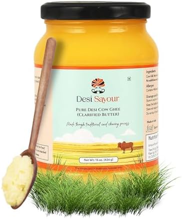 Amazon.com : Organic Grass Fed A2 Ghee butter India, Unsalted Gir Cow ...