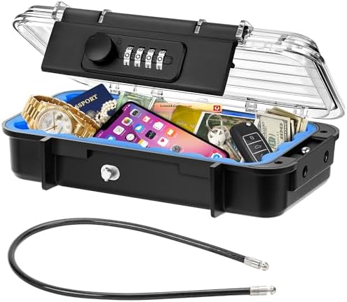 TEUEN Portable Safe Box, Waterproof Anti-Theft Beach Travel Safe Box ...