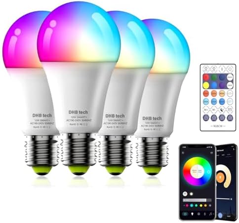 DHB tech Smart Light Bulbs, 10W led WiFi Smart Bulb, RGB Color Changing ...