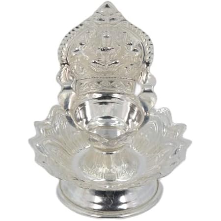 Adinky Pure Silver Lotus Kamakshi Diya|Deepa|Deepak|Traditional Diya ...