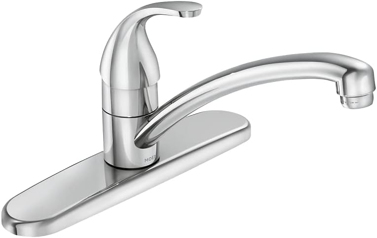 Moen Chateau Chrome One-Handle Low Arc Kitchen Faucet for 3-Hole Sinks ...