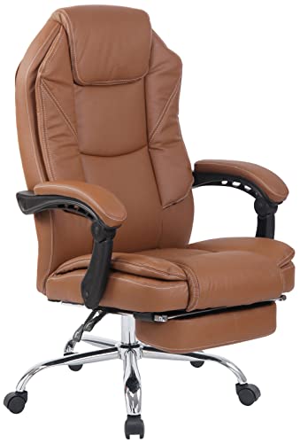 Silla de ordenador ergonómica de piel marron - ¡Elegante!