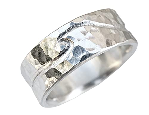 Amazon.com: silver wedding ring two engraved waves, ocean ring silver ...