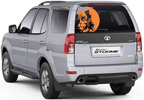 Sticker Hub Angry Hanuman Car Sticker (PVC Vinyl, Orange, 41Cm X 38Cm ...