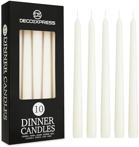 DECO EXPRESS Candles Set Classic Dripless Tapered Metallic Unscented 8H ...