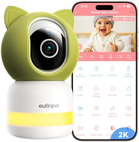 Amazon.com: Outinput Smart WiFi Baby Monitor 2K 4MP, PTZ Indoor Cam for ...