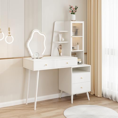 Amazon.com: Home Office Wood Computer Desk, Makeup Vanity Dressing ...