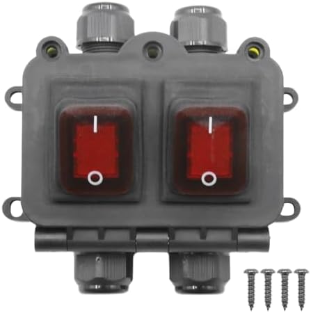 LIDSCURA Waterproof On Off Toggle Switch Double Switch, Outlet with Red ...