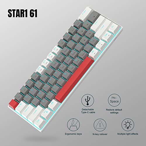 Upgrade 60% Mechanical Keyboard,MageGee Gaming Keyboard Sea Blue ...