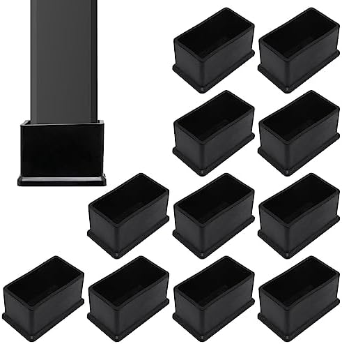 SWZHAI 12 Pcs Rubber Chair Leg Tips Caps, 1" x 2" Rectangular Chair Leg ...