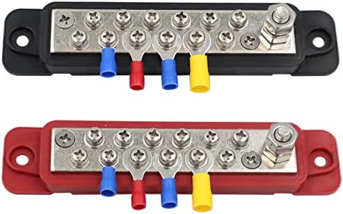 180A 12-48V Bus Bar, 2 PCS 12 Terminal Distribution Block with 32 Wire ...