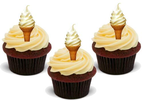 ICE CREAM WHIPPY CONE 12 Edible Standup Premium Wafer Cake Toppers ...