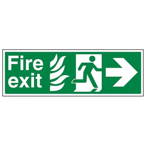 VSafety NHS Fire Exit Arrow Right Sign – Landscape – 450mm x 150mm ...