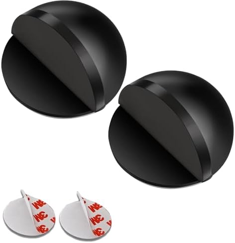 2 Pcs Black Door Stop, Self-Adhesive Floor Door Stoppers Oval Stainless ...