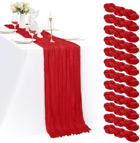 Amazon.com: 12 Pack 35x120 Inch Cheesecloth Table Runner Red Gauze ...