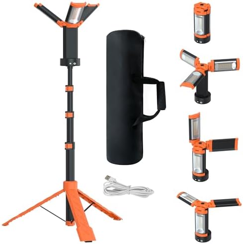 RELIANCER Rechargeable Cordless LED Work Light w/29"-74" Telescoping ...