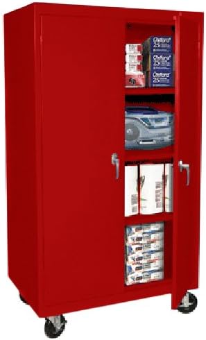 Best Metal Cabinets AMA36524-Red Mobile Storage Cabinet with Four ...