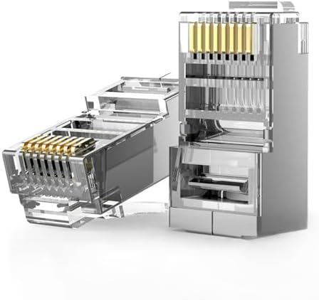 ZOERAX 50-Pack RJ45 Pass Through Connector Cat6 Shielded Modular Plugs ...