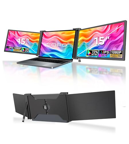 FOPO 15" Triple Portable Monitor - 1080P Full HD, USB-C/HDMI, - Want It All