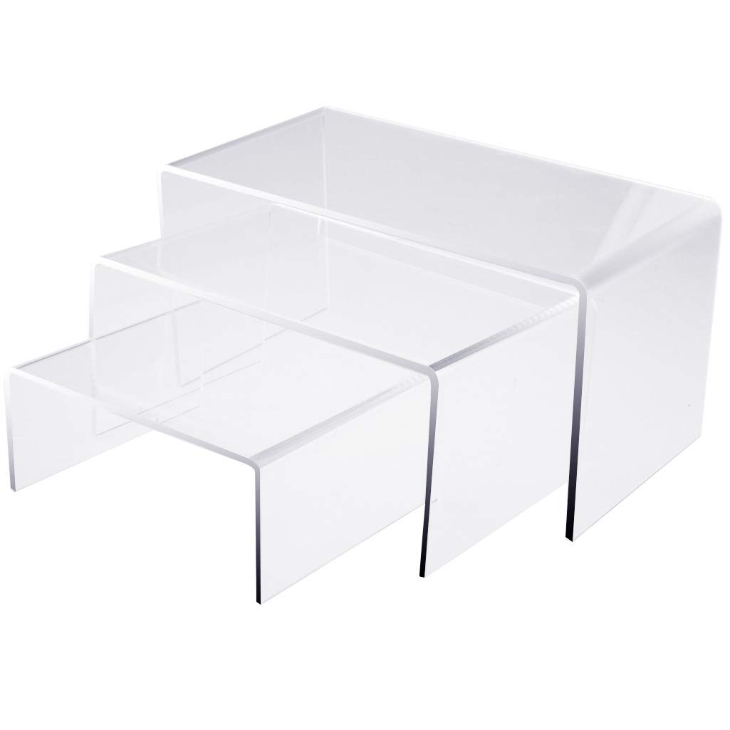 3 Pack Clear Acrylic Riser Set, Acrylic Display Risers Shelf Showcase ...