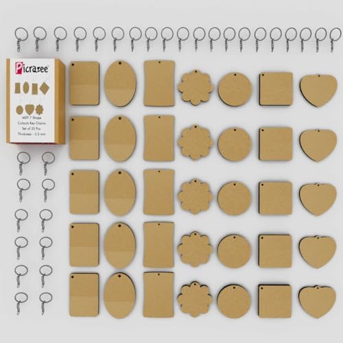 PICRAZEE DIY Wooden Plain MDF Key Chains for Wood Sheet Art &Craft ...