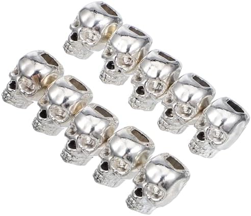 Amazon.com: HOMSFOU 30pcs Skull Beads Antique Silver Skull Head Beads ...