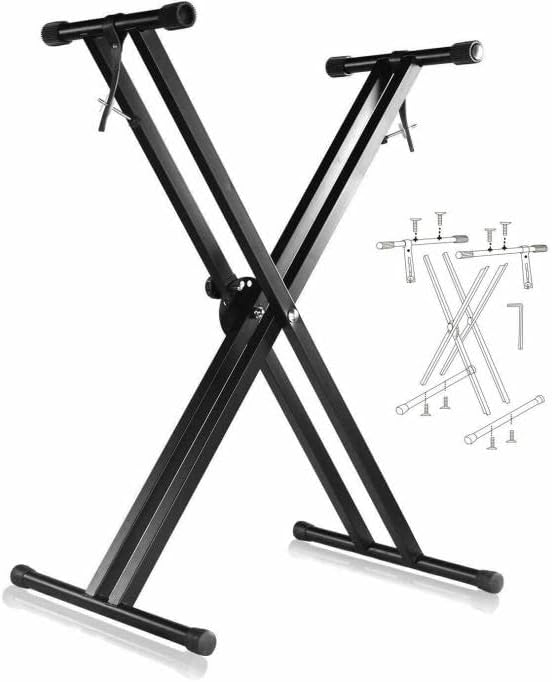 GMETALS Heavy-Duty, Double-X, Adjustable Piano Keyboard Stand with ...